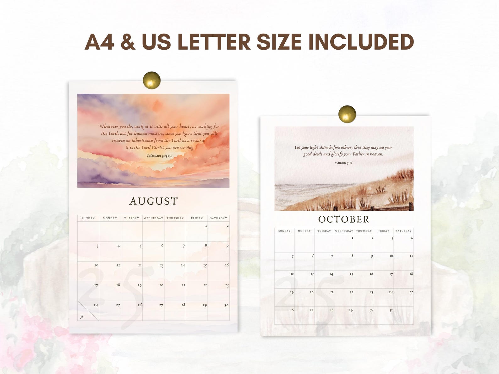 Printable 2025 Scripture Wall Calendar | Christian Bible Verse Calendar ...
