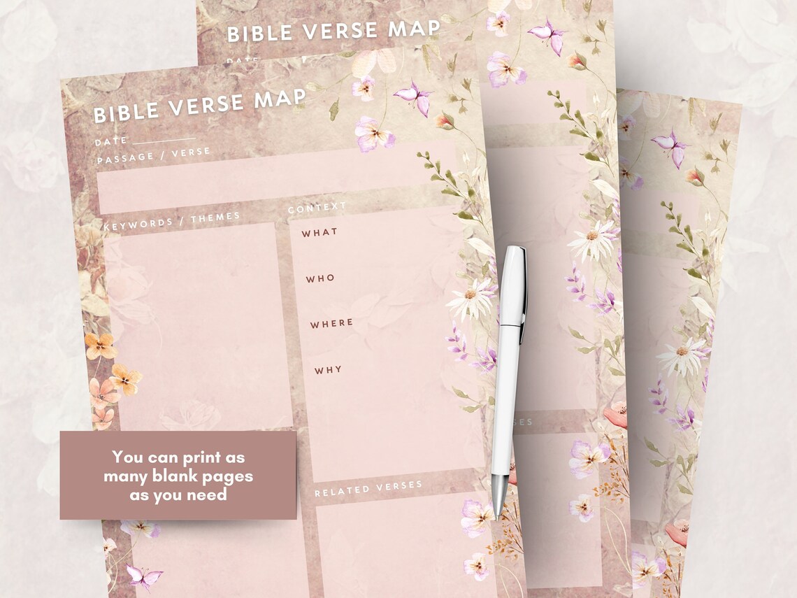 Floral Bible Verse Mapping Bible Verse Study Bible Study Template ...