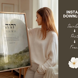 Hebrew JHWH - Exodus 3:15b Wall Art Print | Modern Jewish Watercolor ...