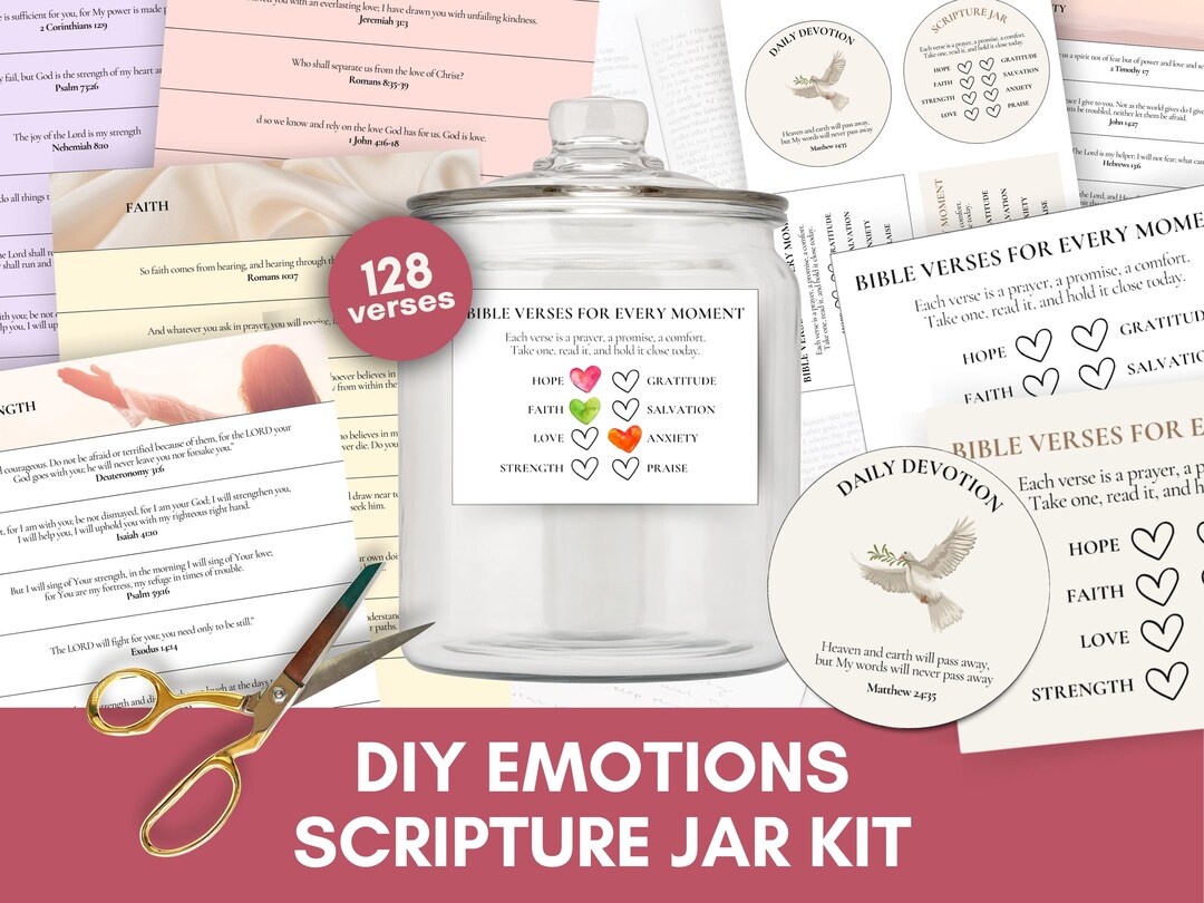 DIY Color Coded Bible Verse Jar Kit | Feelings and Emotions Bible Verse ...