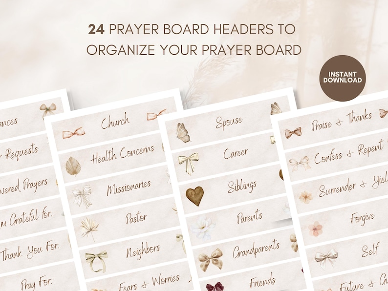 Printable Prayer Board Headers | the Boho Edition | Aesthetic Christian ...