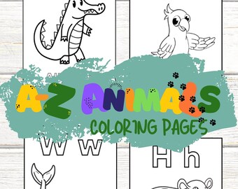 26 Printable A-Z Animal Coloring Pages With Practice Writing for ...