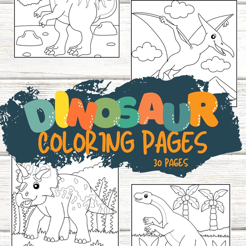 30 Dinosaurs Coloring Pages - Etsy