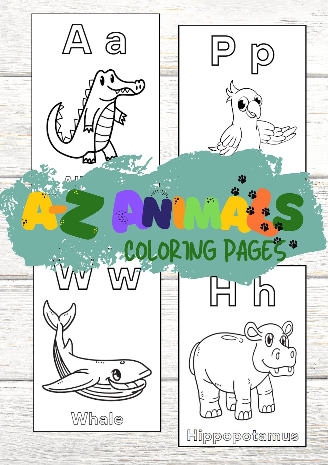 A-Z Animals 26 Coloring Pages Digital Download, Coloring Pages for Kids ...
