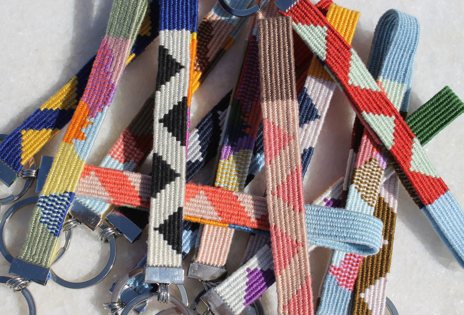 Handwoven Colorful 2 Different Sides Keychain-contrast Design - Etsy