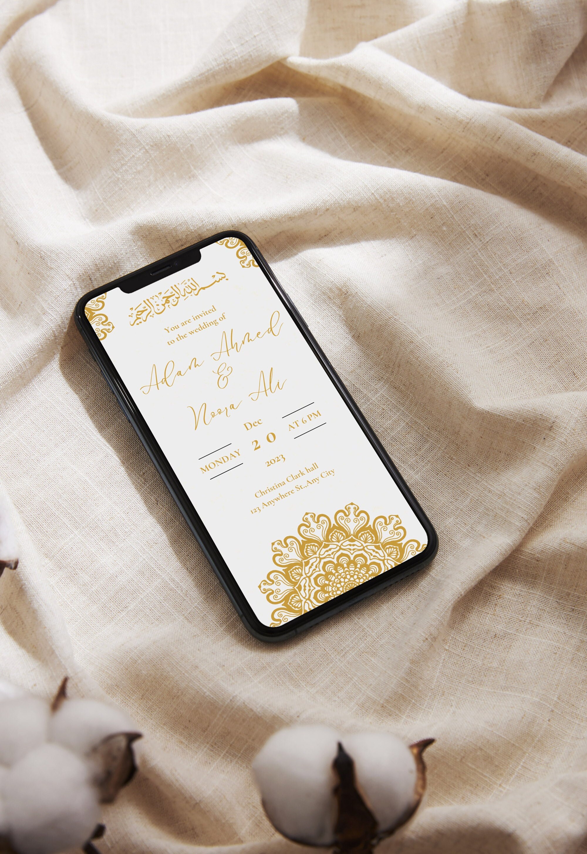 Editable Nikkah Wedding Invitation, Customizable Islamic Wedding Invite ...
