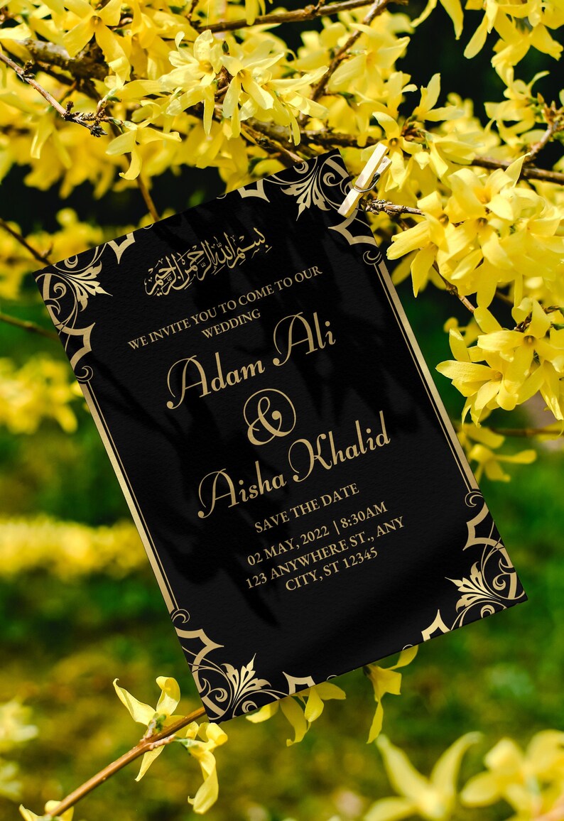 Editable Nikkah Wedding Invitation, Customizable Islamic Wedding Invite ...