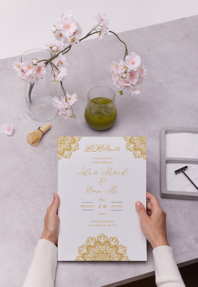 Editable Nikkah Wedding Invitation, Customizable Islamic Wedding Invite ...