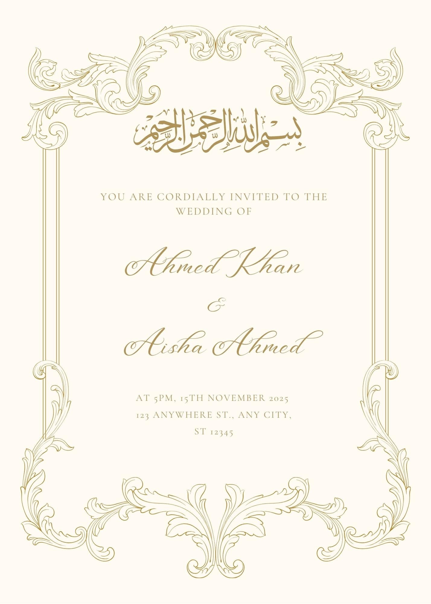 Digital Nikah Invite, Islamic Wedding Invite, Customizable Nikah Invite ...