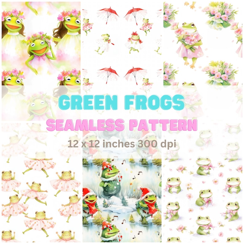 15 Green Frogs Seamless Repeat Pattern , File Seamless Pattern for ...