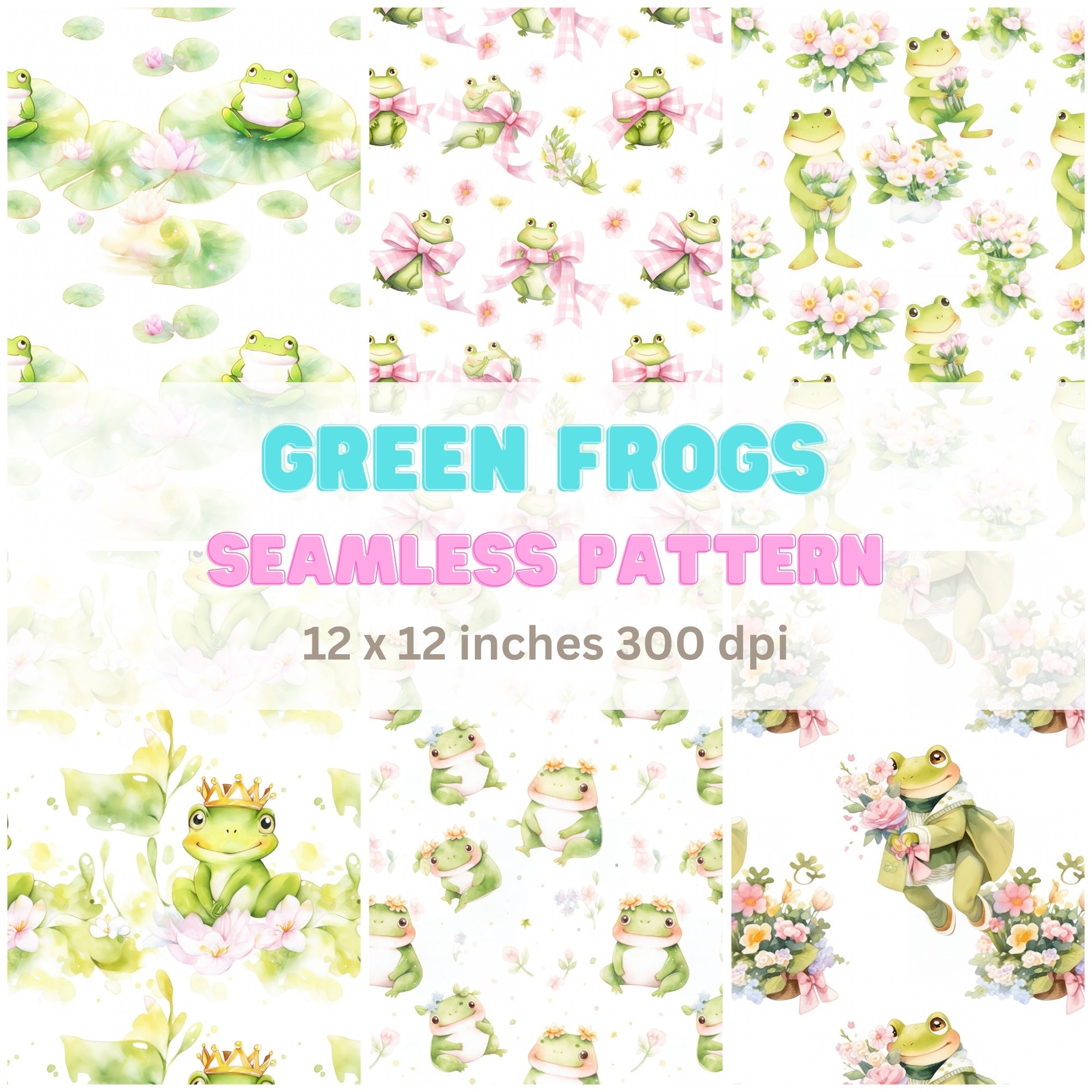 15 Green Frogs Seamless Repeat Pattern , File Seamless Pattern for ...