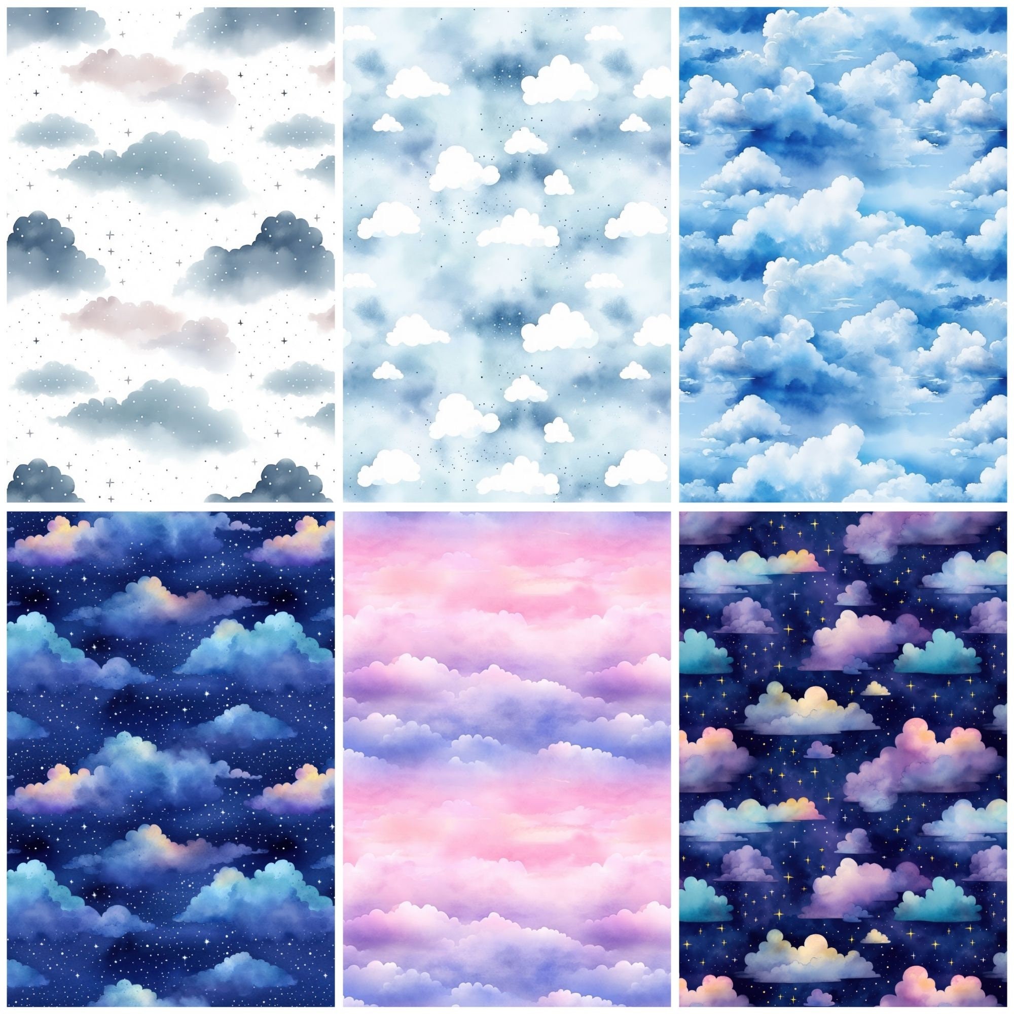 17 JPG Cloudy Sky Repeat Pattern , File Seamless Pattern for Fabric ...