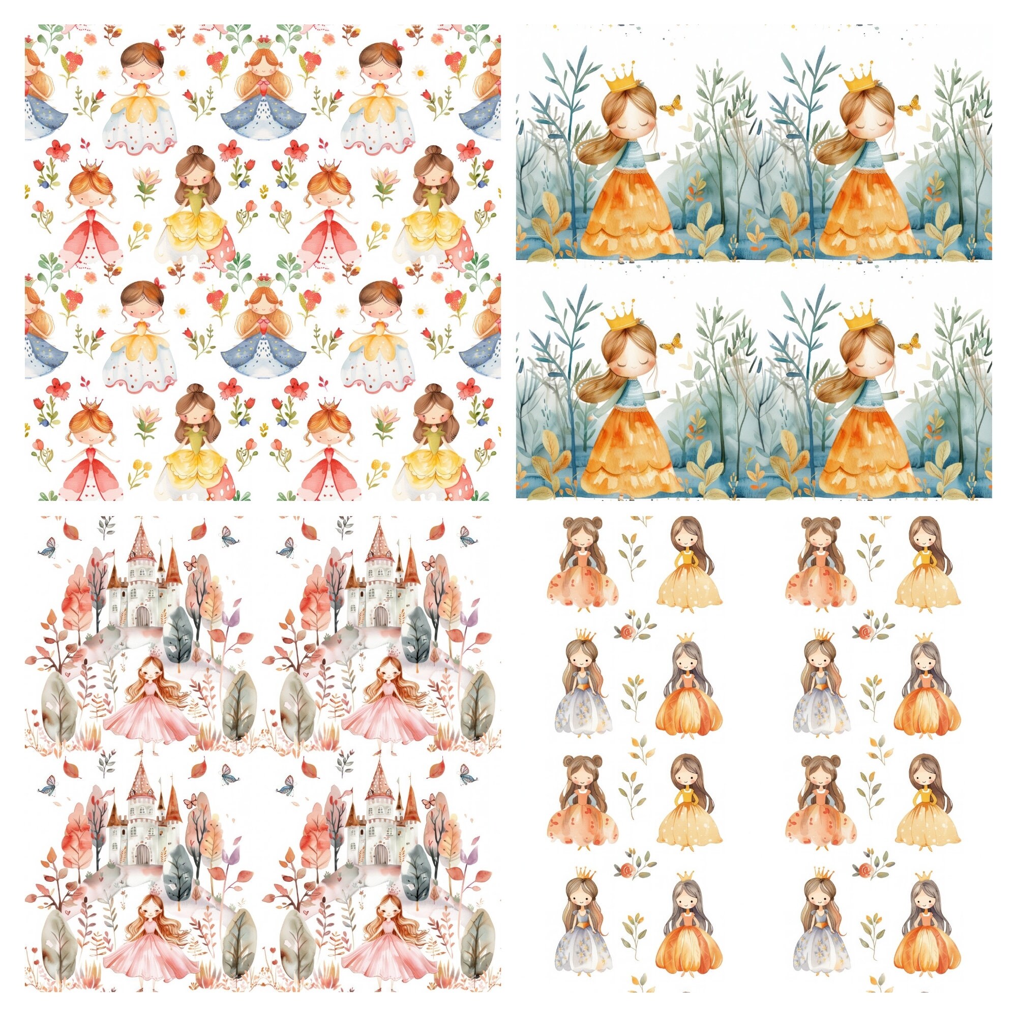 Cute Princess Seamless Repeat Pattern , File Seamless Pattern for ...