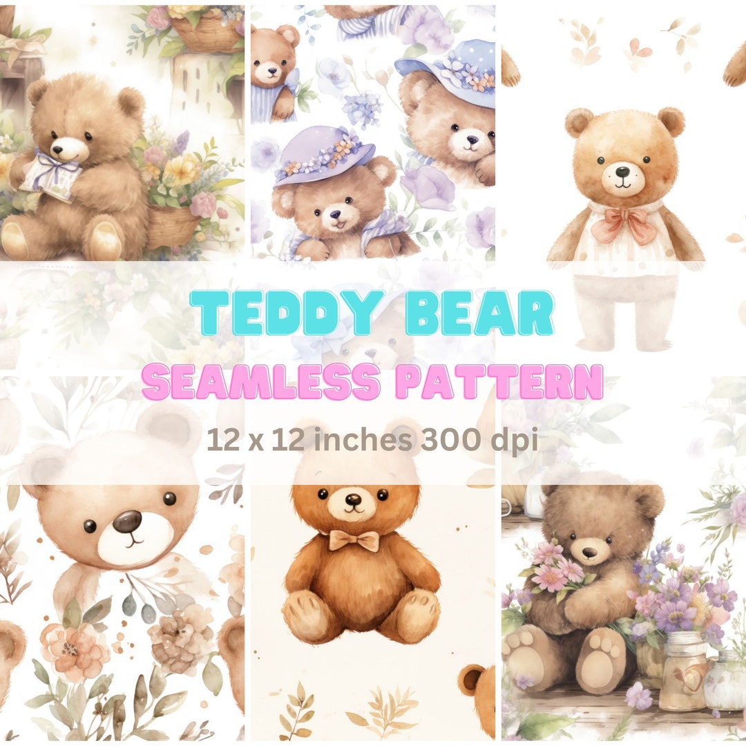 18 Teddy Bear Seamless Repeat Pattern , File Seamless Pattern for ...
