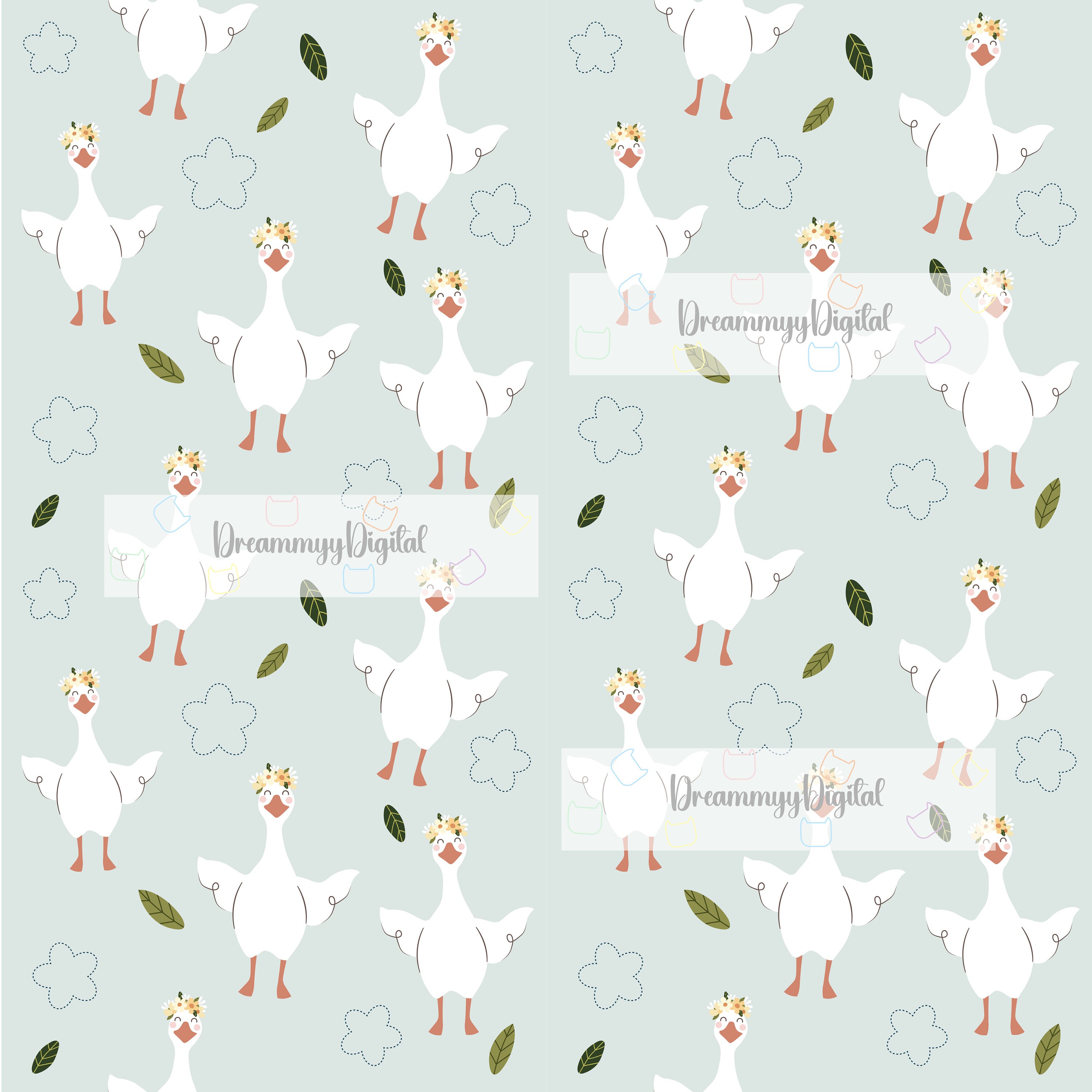 Goose With Flower Headband Seamless Repeat Pattern File ,seamless ...