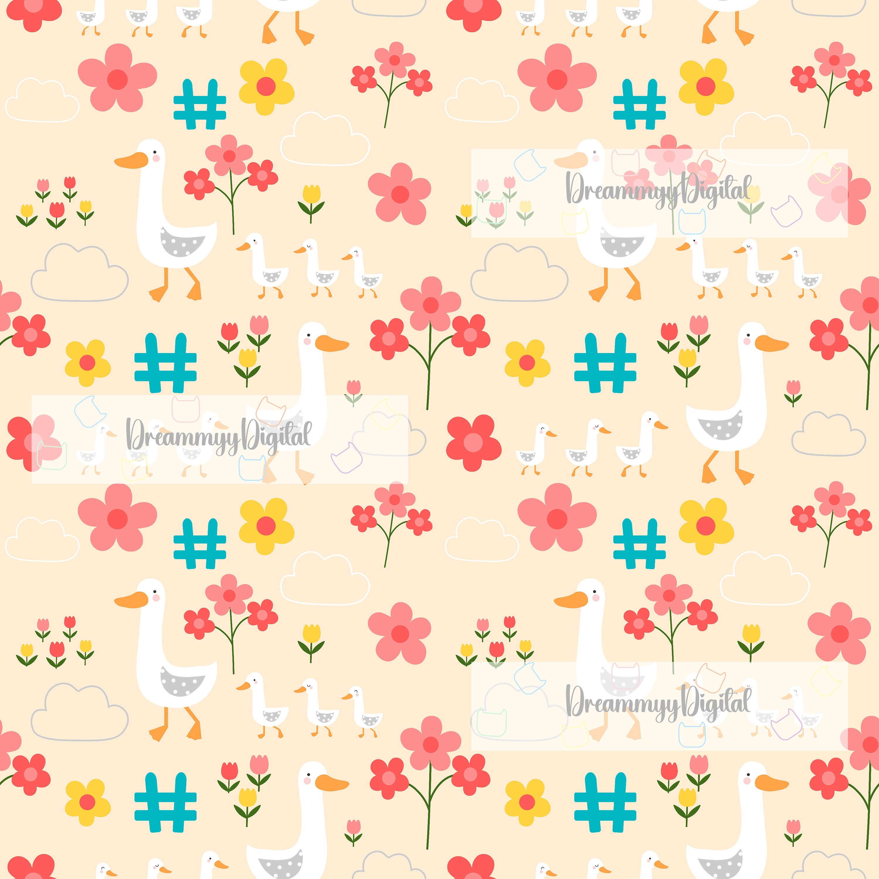 Cute Duck Family Headband Seamless Repeat Pattern File ,seamless ...