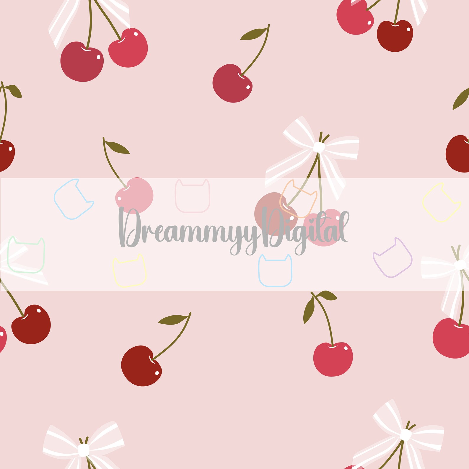 Red Tones of Cherry & White Bow Seamless Repeat Pattern File , Seamless ...