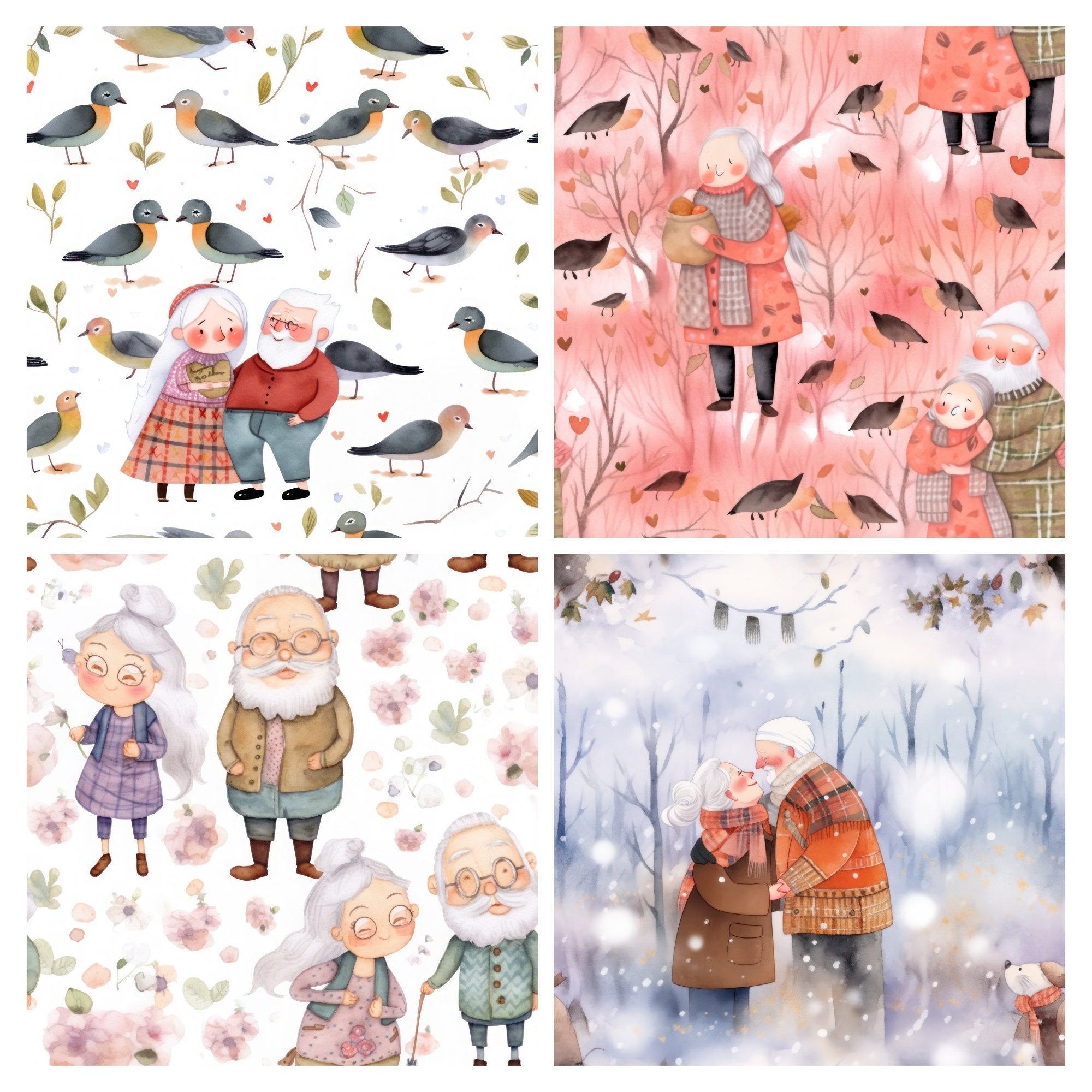 16 Elderly Couples Seamless Repeat Pattern , File Seamless Pattern for ...