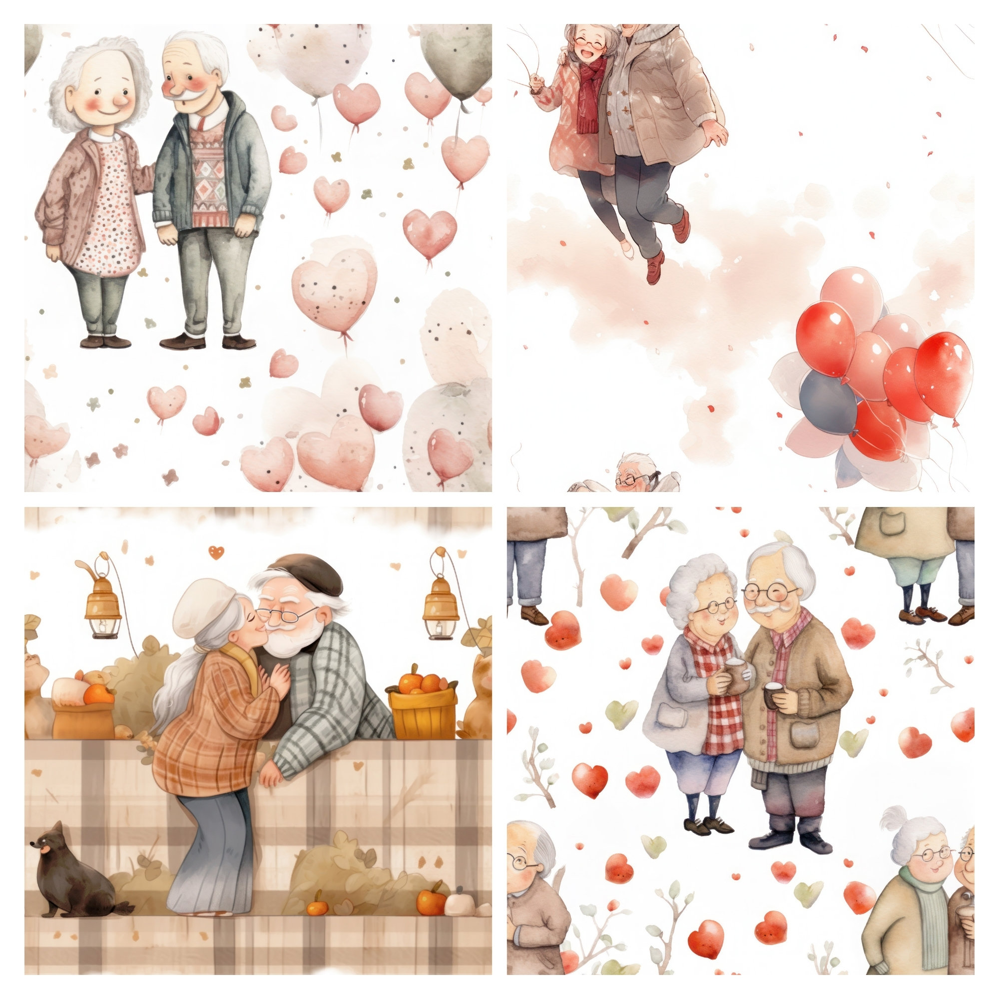 16 Elderly Couples Seamless Repeat Pattern , File Seamless Pattern for ...