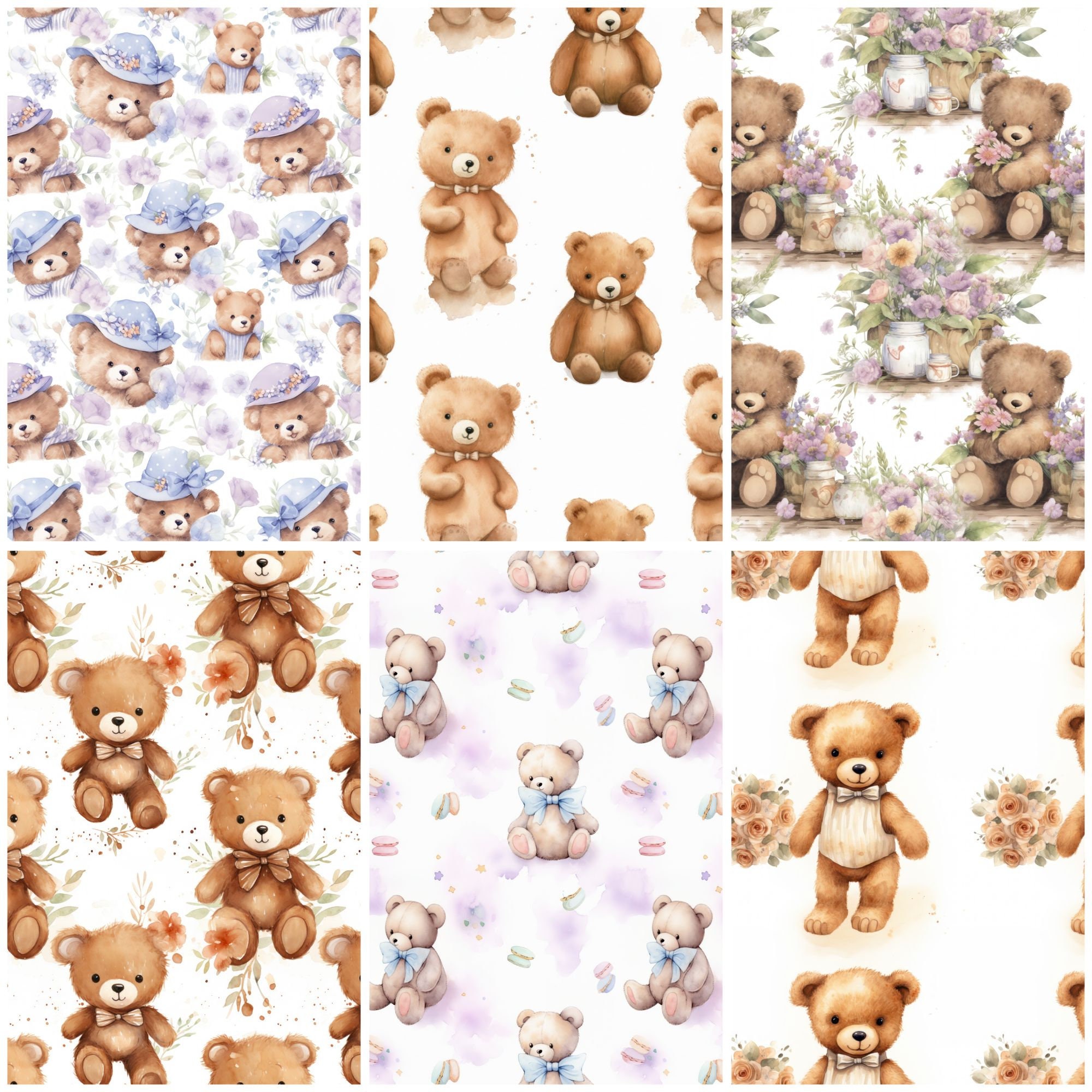 18 Teddy Bear Seamless Repeat Pattern , File Seamless Pattern for ...