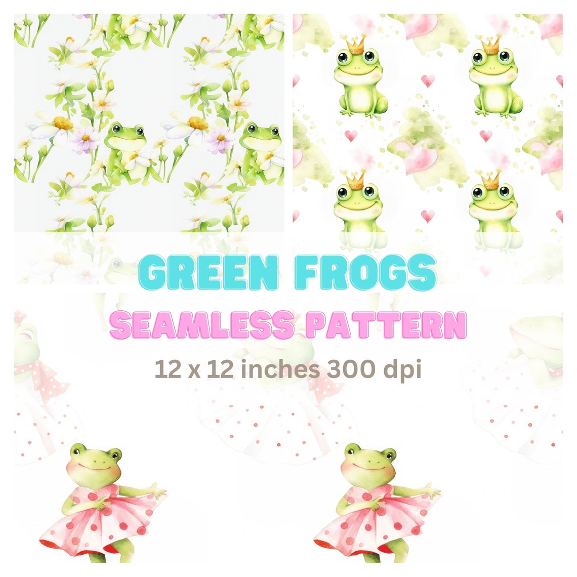 15 Green Frogs Seamless Repeat Pattern , File Seamless Pattern for ...