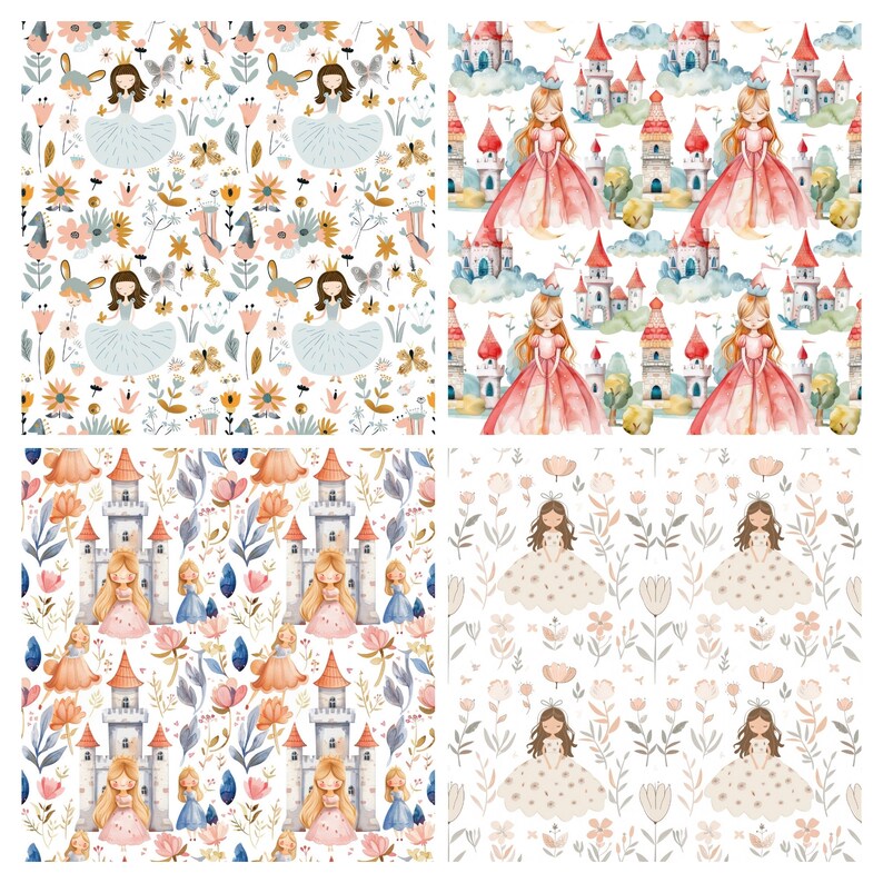 Cute Princess Seamless Repeat Pattern , File Seamless Pattern for ...