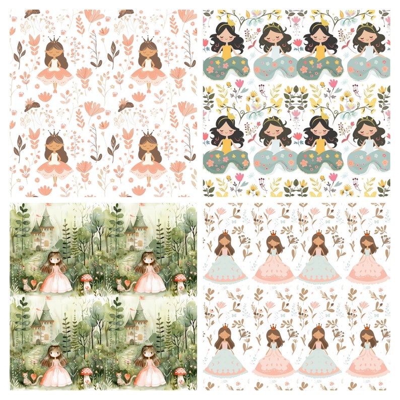 Cute Princess Seamless Repeat Pattern , File Seamless Pattern for ...