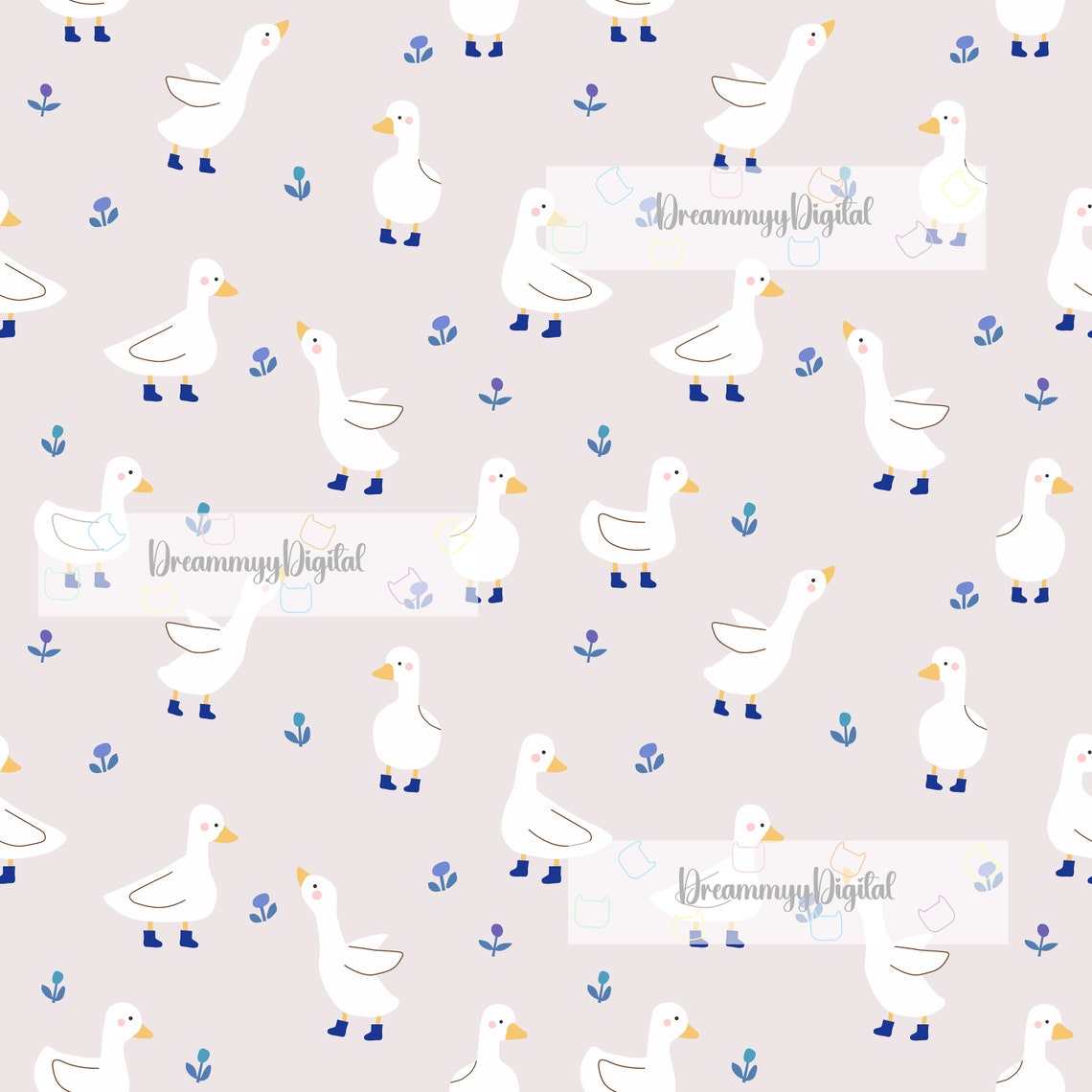 Ducks With Blue Boots Seamless Repeat Pattern File ,seamless Pattern ...