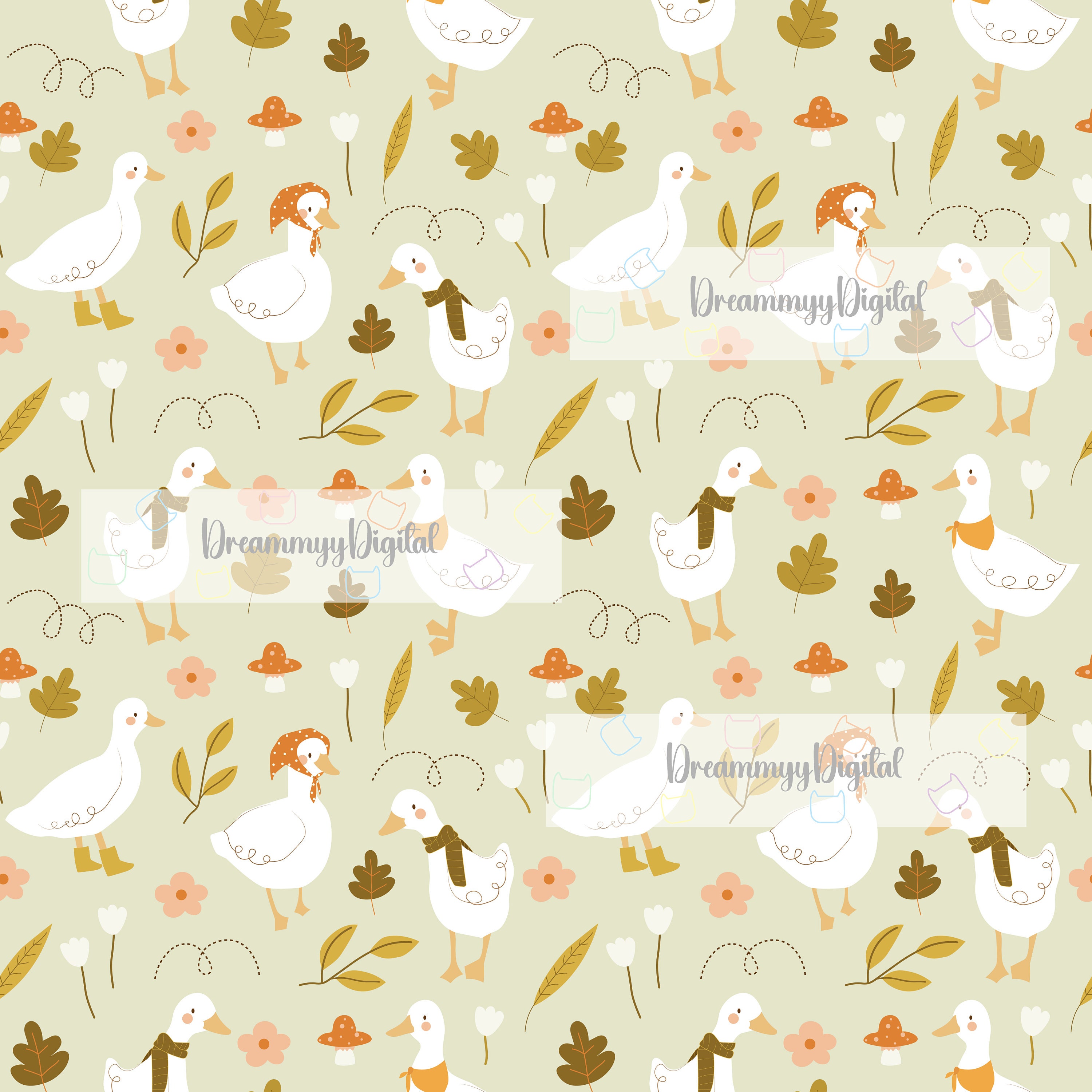 Ducks in Spring Time Seamless Repeat Pattern File ,seamless Pattern for ...