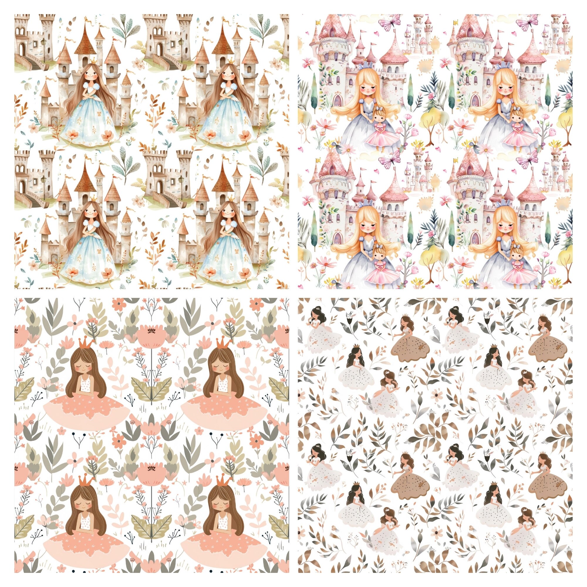Cute Princess Seamless Repeat Pattern , File Seamless Pattern for ...