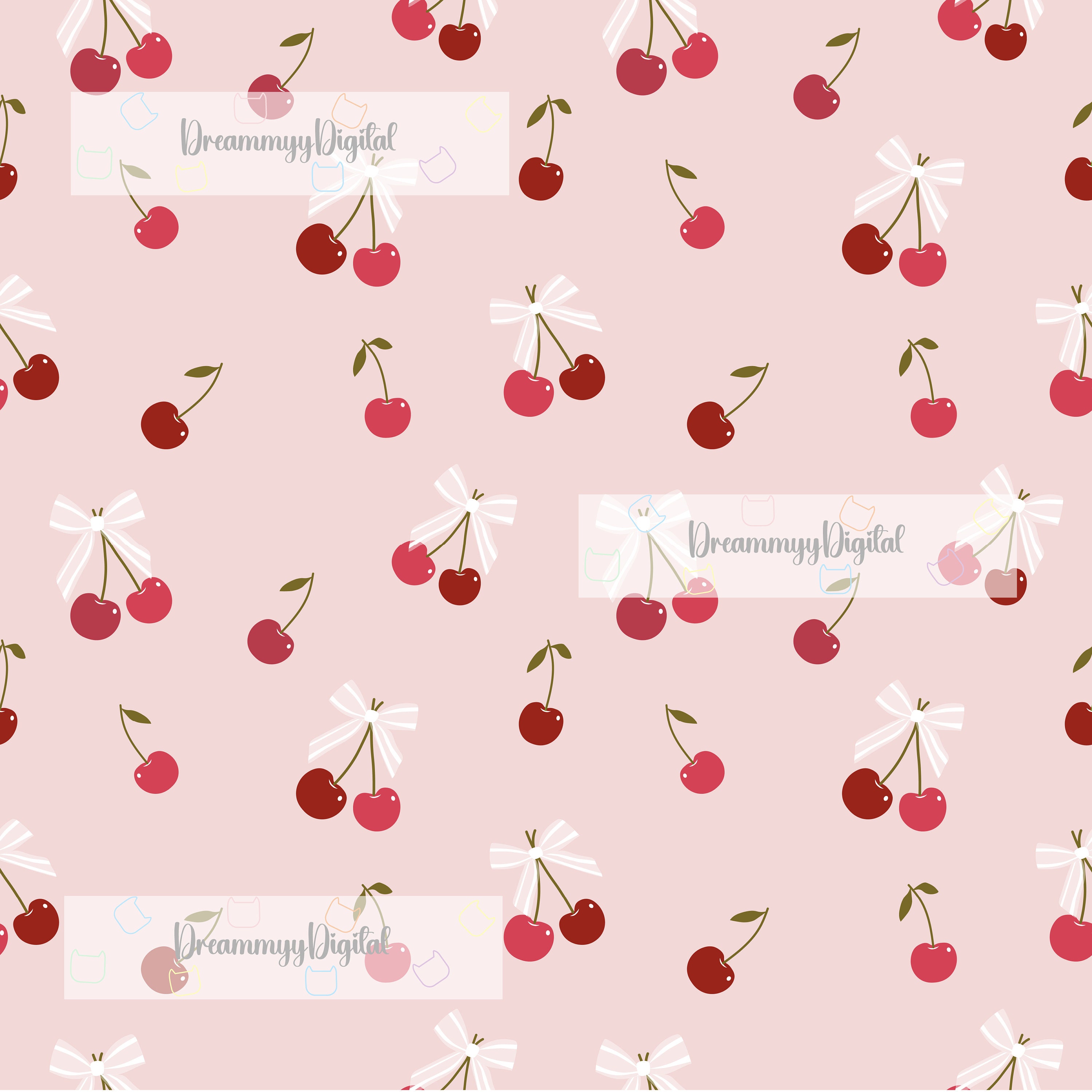 Red Tones of Cherry & White Bow Seamless Repeat Pattern File , Seamless ...