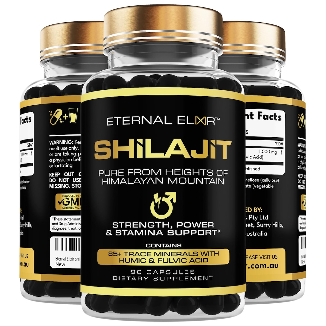 Shilajit Supplement Capsules, Plant Based 90 Vegan Cellulose Capsules ...