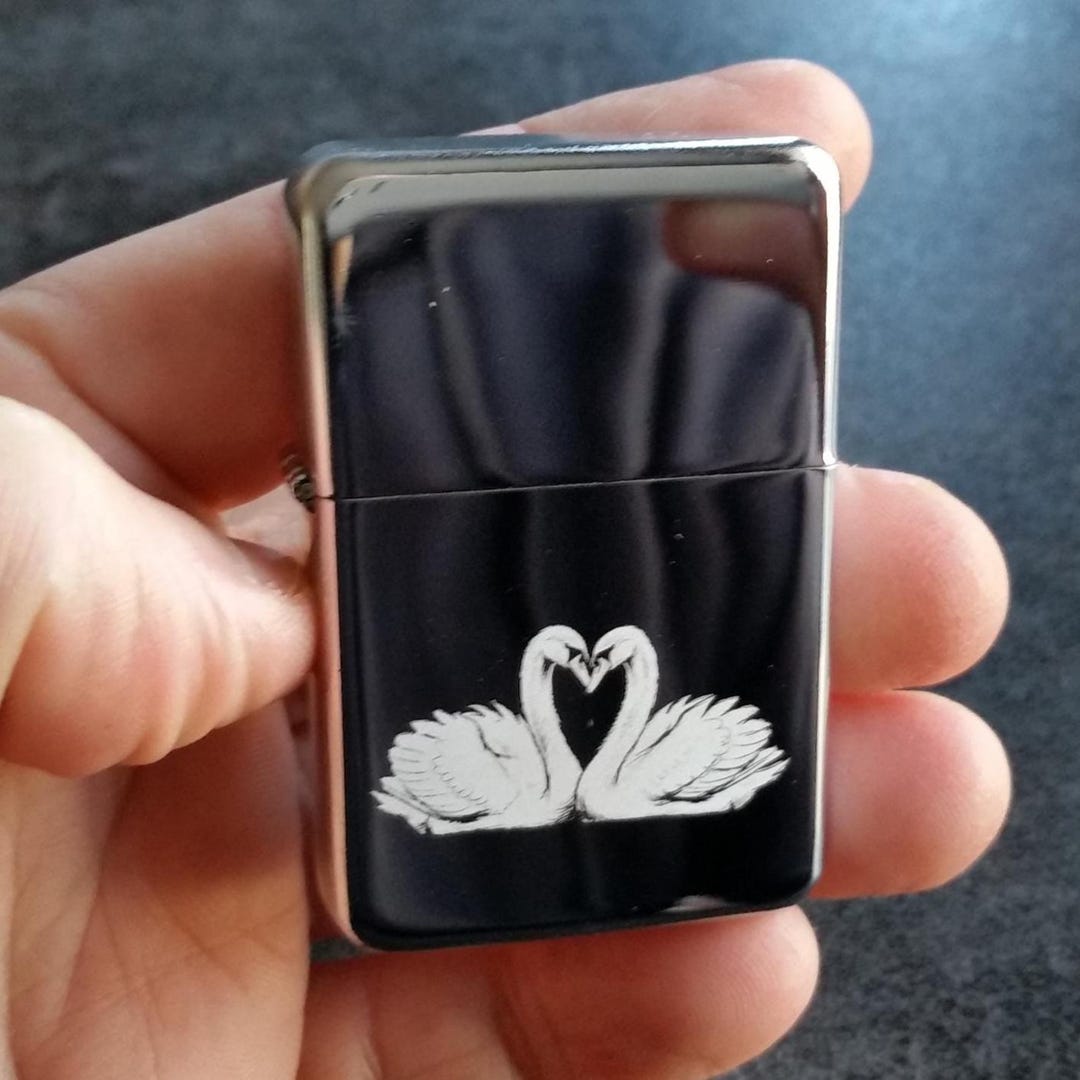Swans Love Couple Animal Art Engraved Lighter - Custom Engraving - Etsy UK