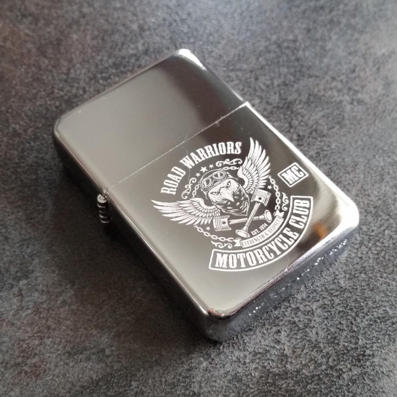 Motorcycle Club Logo Lighter | Personalised Biker Gift | Custom MC Logo ...