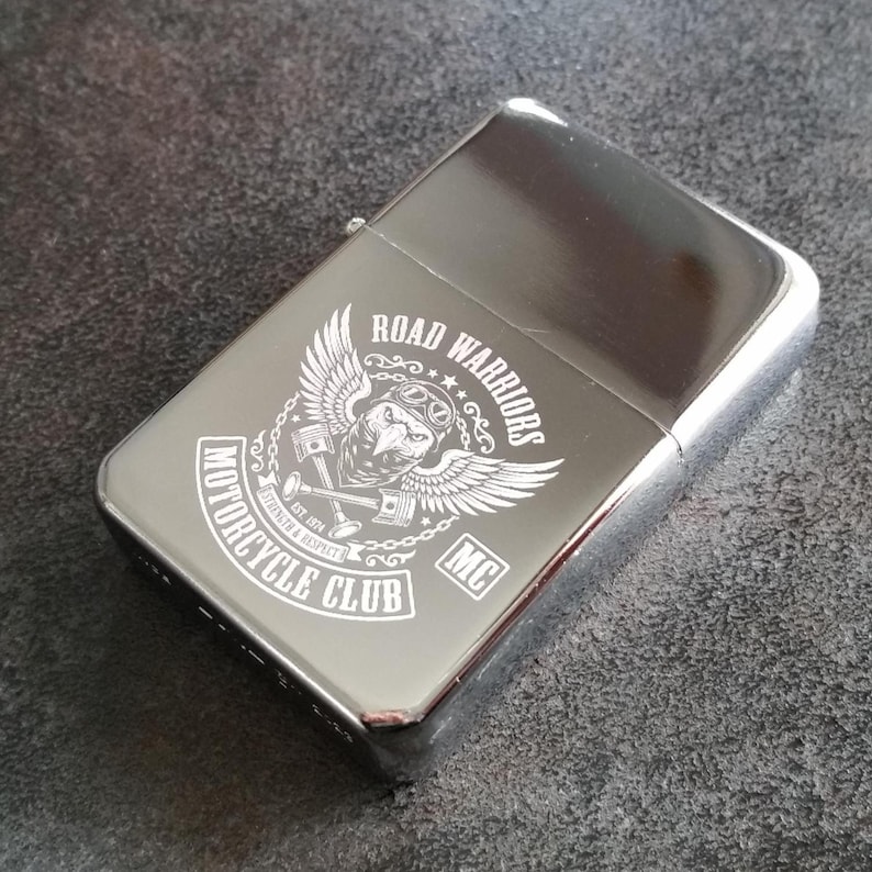 Motorcycle Club Logo Lighter | Personalised Biker Gift | Custom MC Logo ...