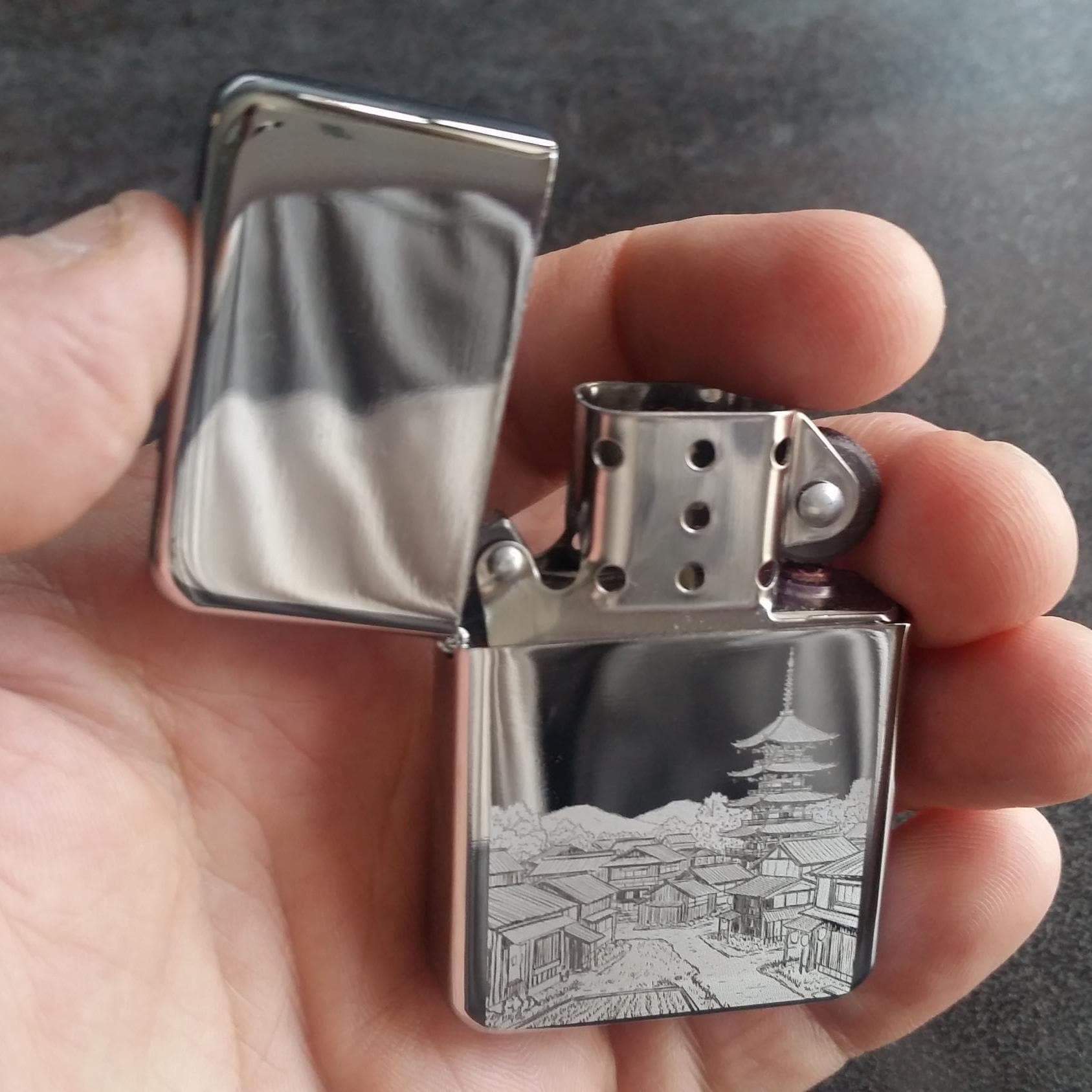 Japanese Village Engraved Lighter – Traditional Scene – Custom ...