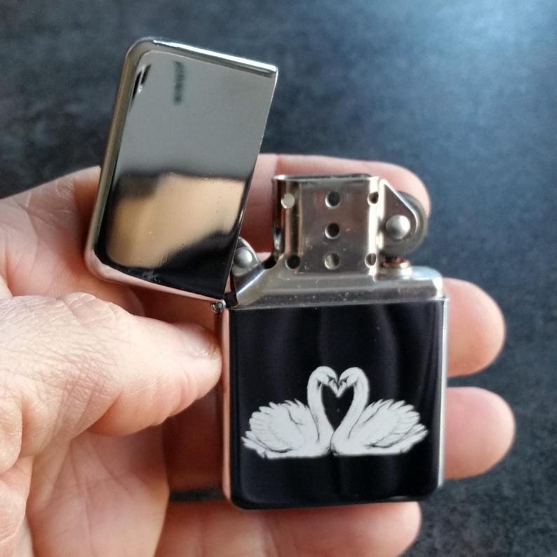 Swans Love Couple Animal Art Engraved Lighter - Custom Engraving - Etsy UK