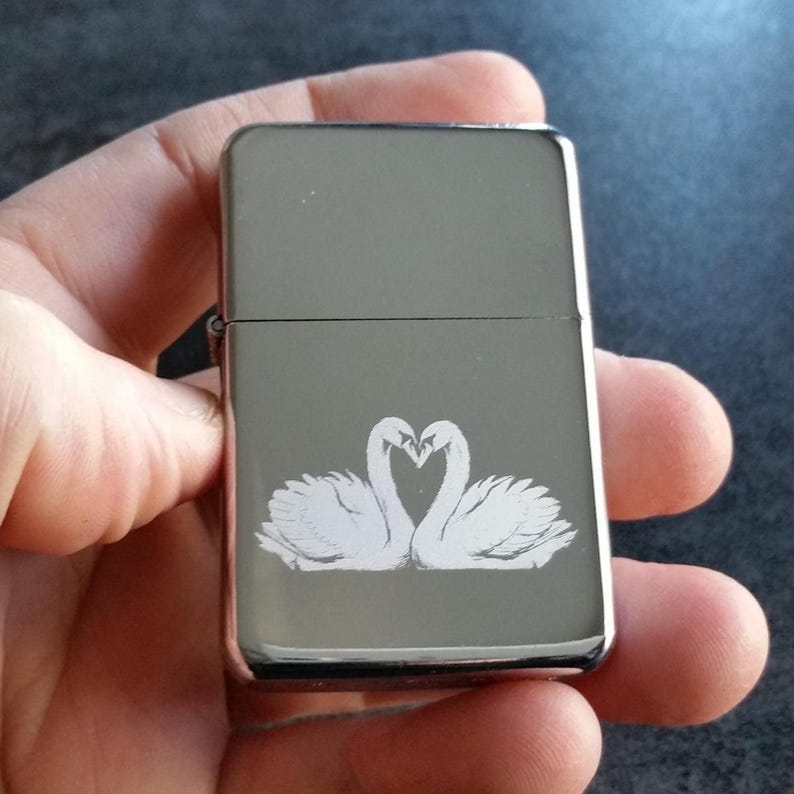 Swans Love Couple Animal Art Engraved Lighter - Custom Engraving - Etsy UK