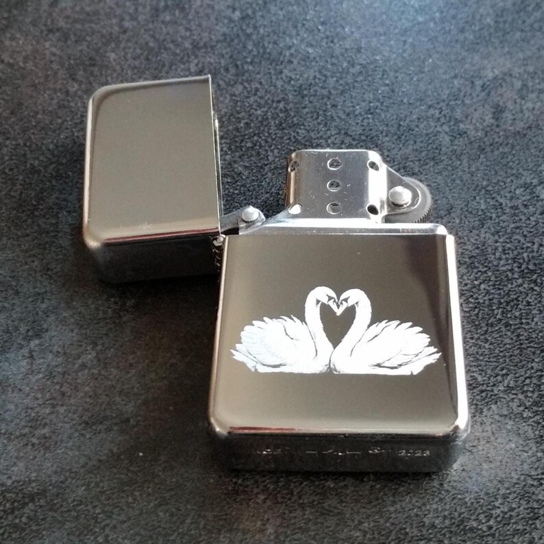Swans Love Couple Animal Art Engraved Lighter - Custom Engraving - Etsy UK