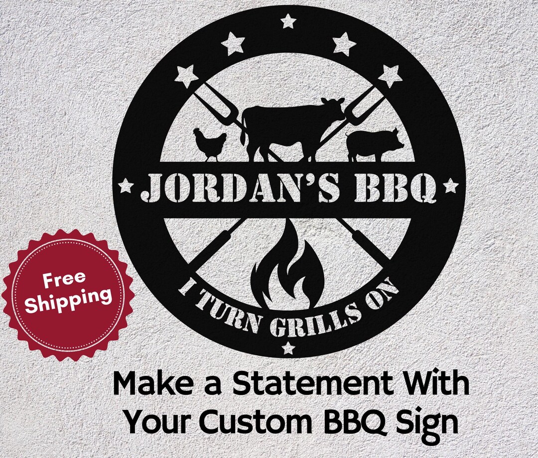 Personalized Metal Barbecue Wall Sign Custom Grill Sign Outdoor BBQ ...