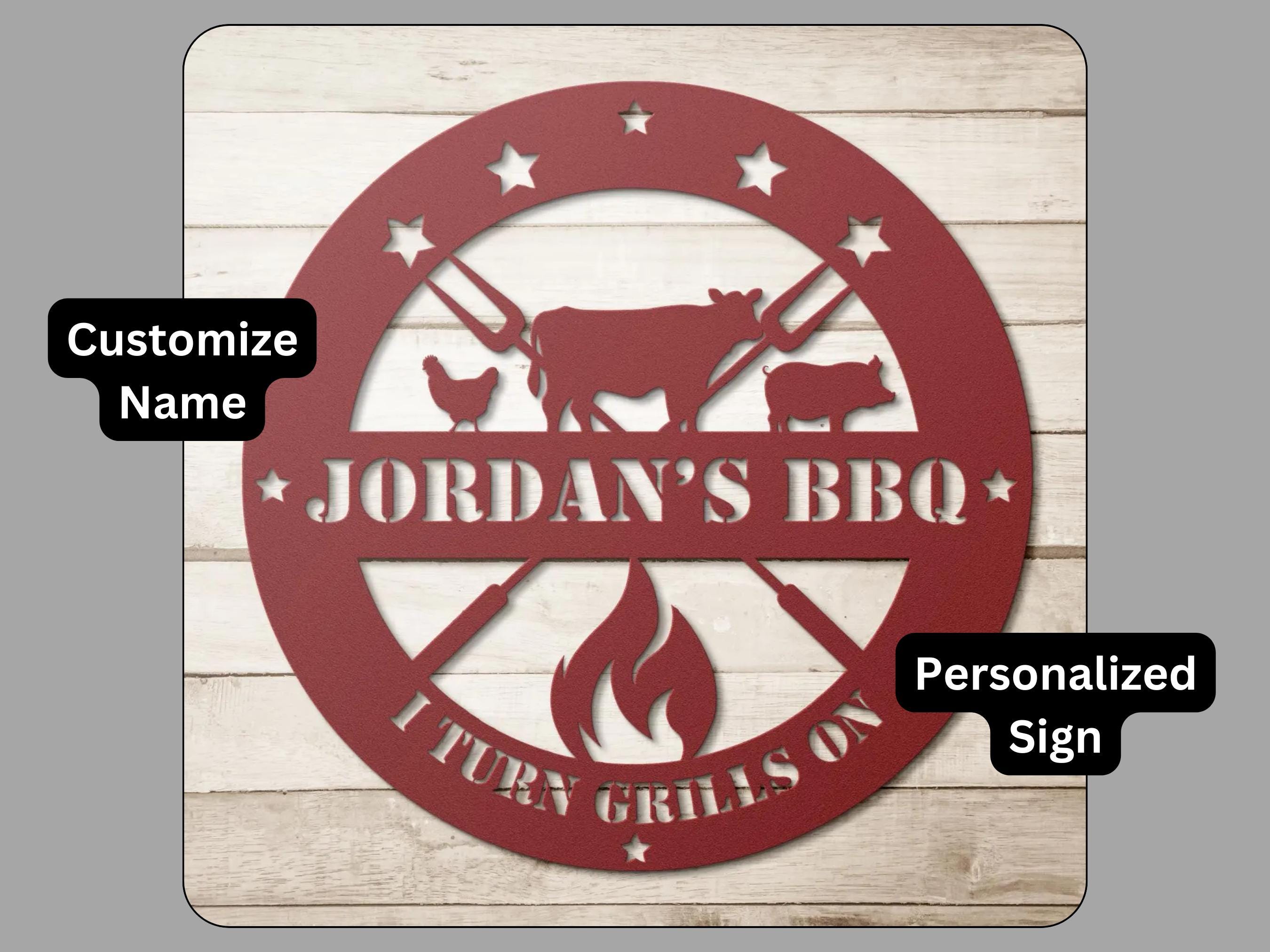 Personalized Metal Barbecue Wall Sign Custom Grill Sign Outdoor BBQ ...