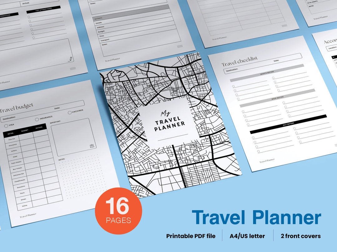 Travel Planner for Travel Itinerary, Travel Journal Printable, Digital ...