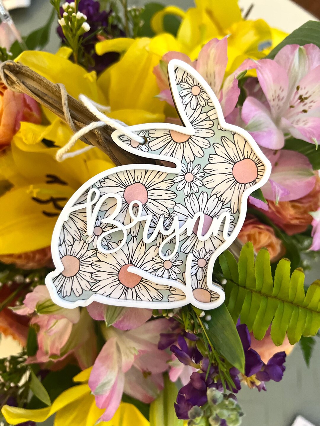 Personalized Bunny Name Tag, Custom Easter Basket Tag, Acrylic Bunny ...