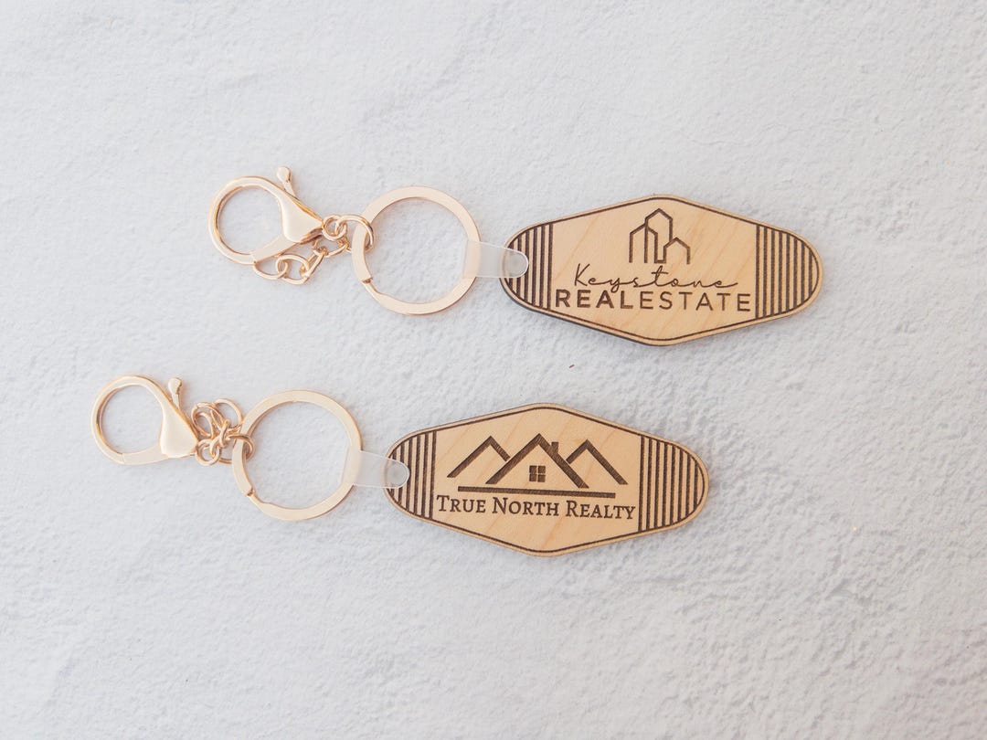 Custom Realtor Keychain With Logo. Personalized Wooden Keychain for ...