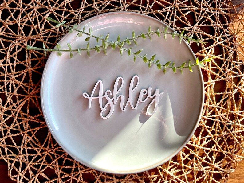 Personalized Wedding Place Table Charm, Name Charm, Acrylic Cursive ...