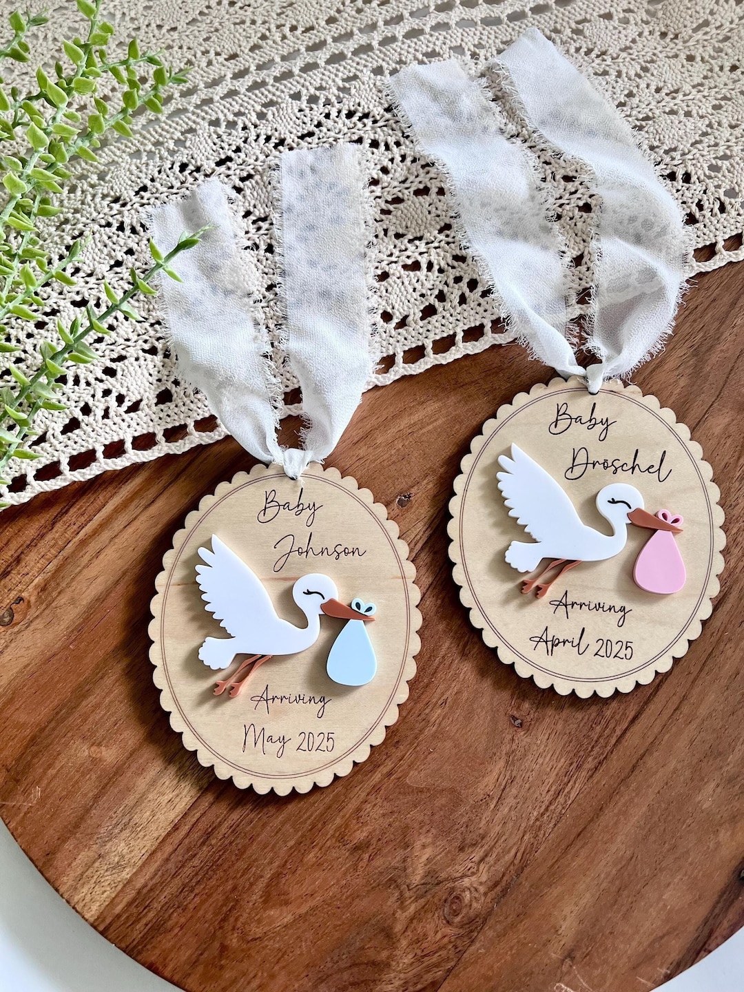 Stork Baby Announcement Ornament, Personalized Stork Ornament, Custom ...