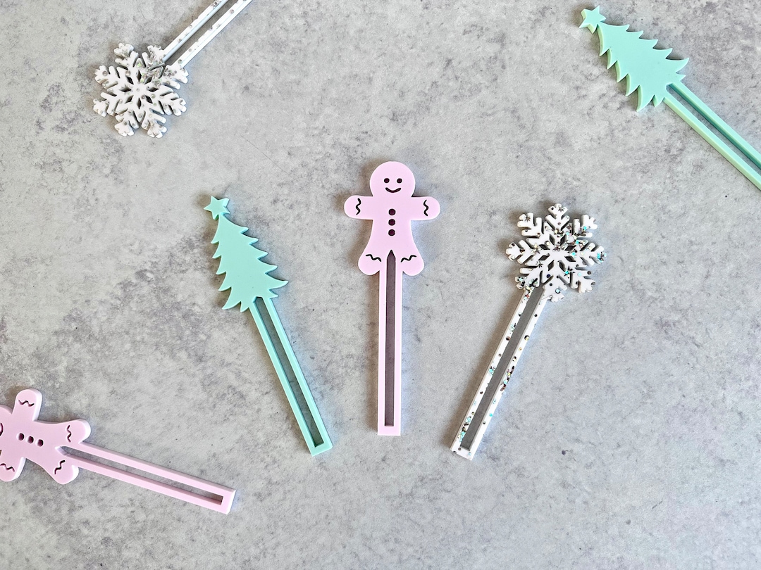 Set of 12 Christmas Cupcake Toppers, Pastel Acrylic Cupcake Toppers ...