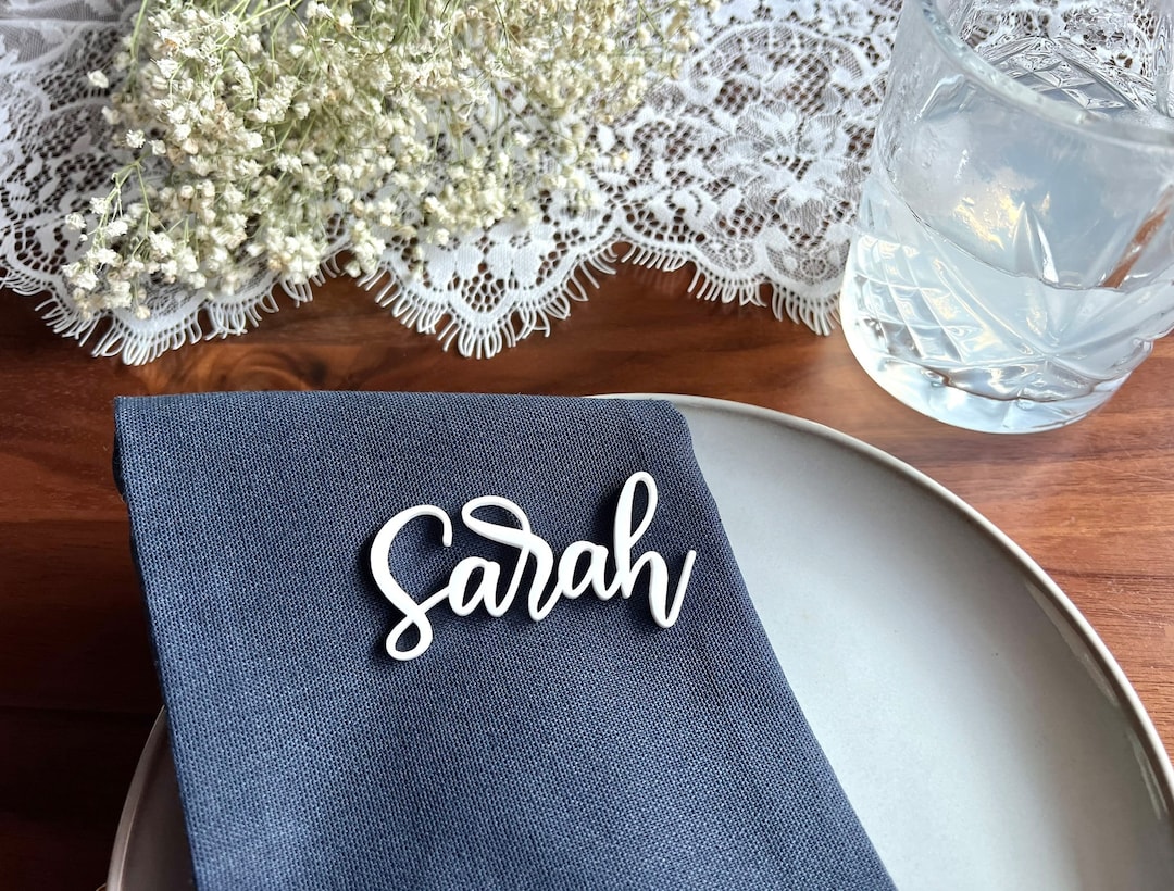 Personalized Wedding Place Table Charm, Name Charm, Acrylic Cursive ...