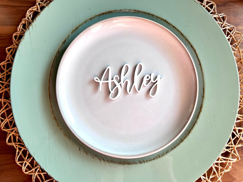 Personalized Wedding Place Table Charm, Name Charm, Acrylic Cursive ...