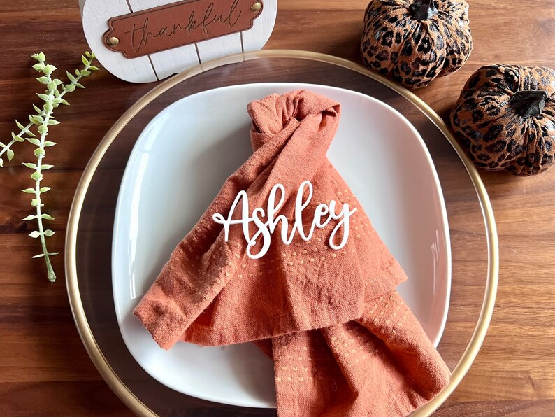 Personalized Wedding Place Table Charm, Name Charm, Acrylic Cursive ...